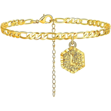 Initial Ankle Bracelets For Women Silver Anklet Gold Letter Anklet With ...
