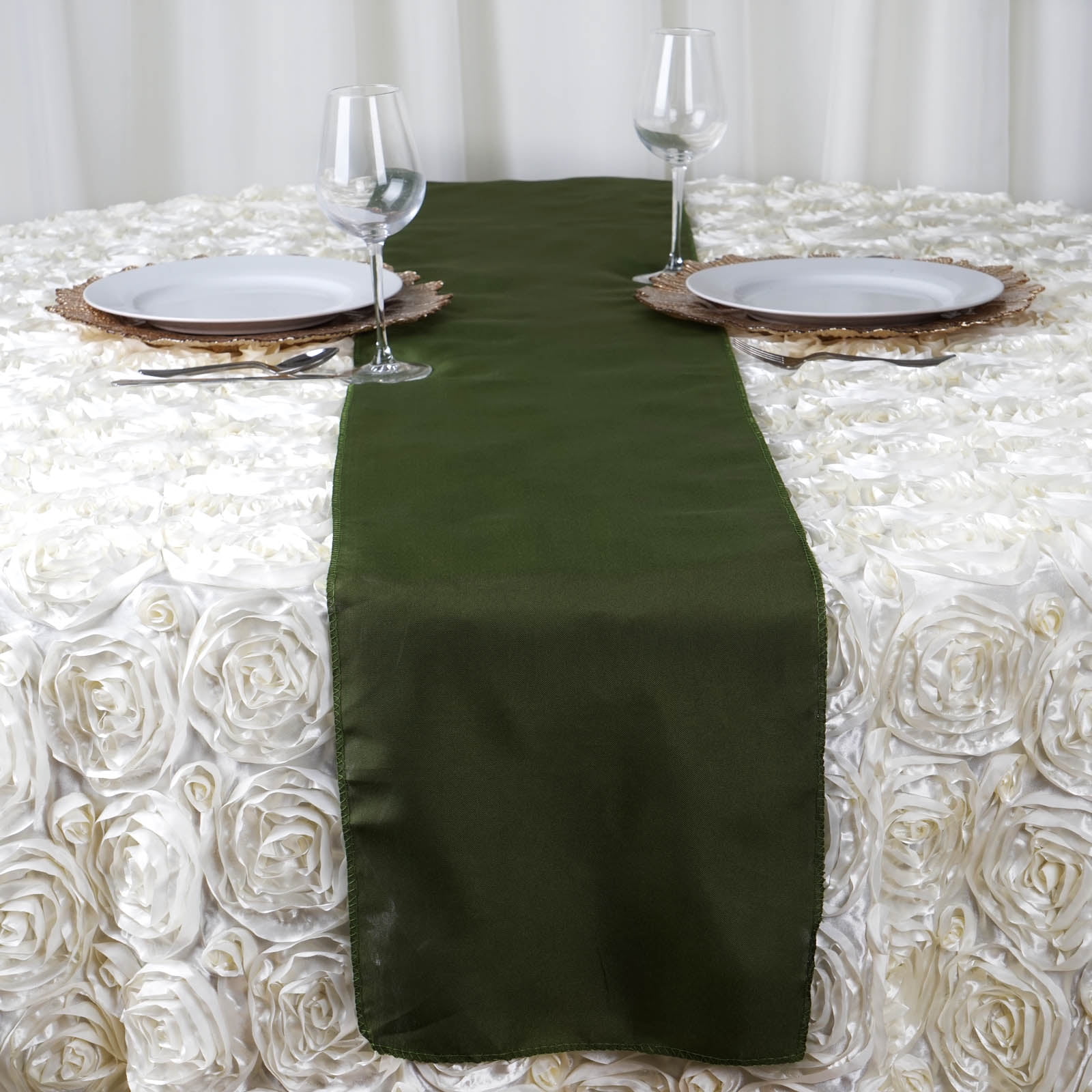 BalsaCircle 12" x 108" Polyester Table Top Runner Willow Green ...