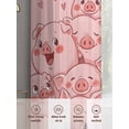 Cute Pink Pigs Sheer Curtains for Living Room Bedroom Animals Cartoon ...