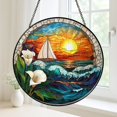 Colorful Sailboat Stained Glass Suncatcher – Ocean View Window Hanging ...