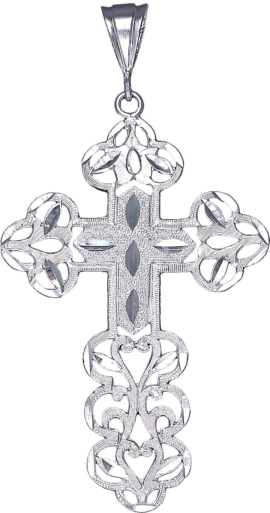 Large Sterling Silver Cross without Jesus Pendant Necklace Diamond Cut ...
