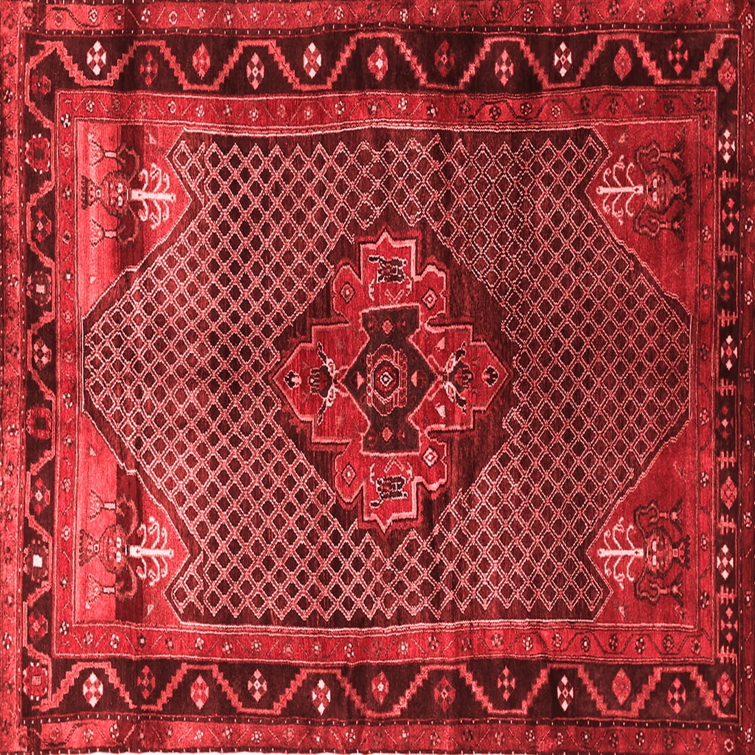 Ahgly Company Indoor Square Persian Red Traditional Area Rugs, 6 ...