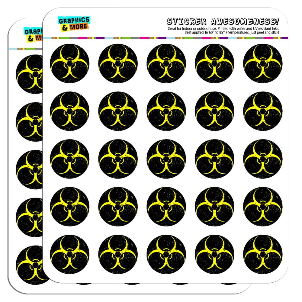 Biohazard Warning Symbol Yellow Zombies 1" Scrapbooking Crafting ...