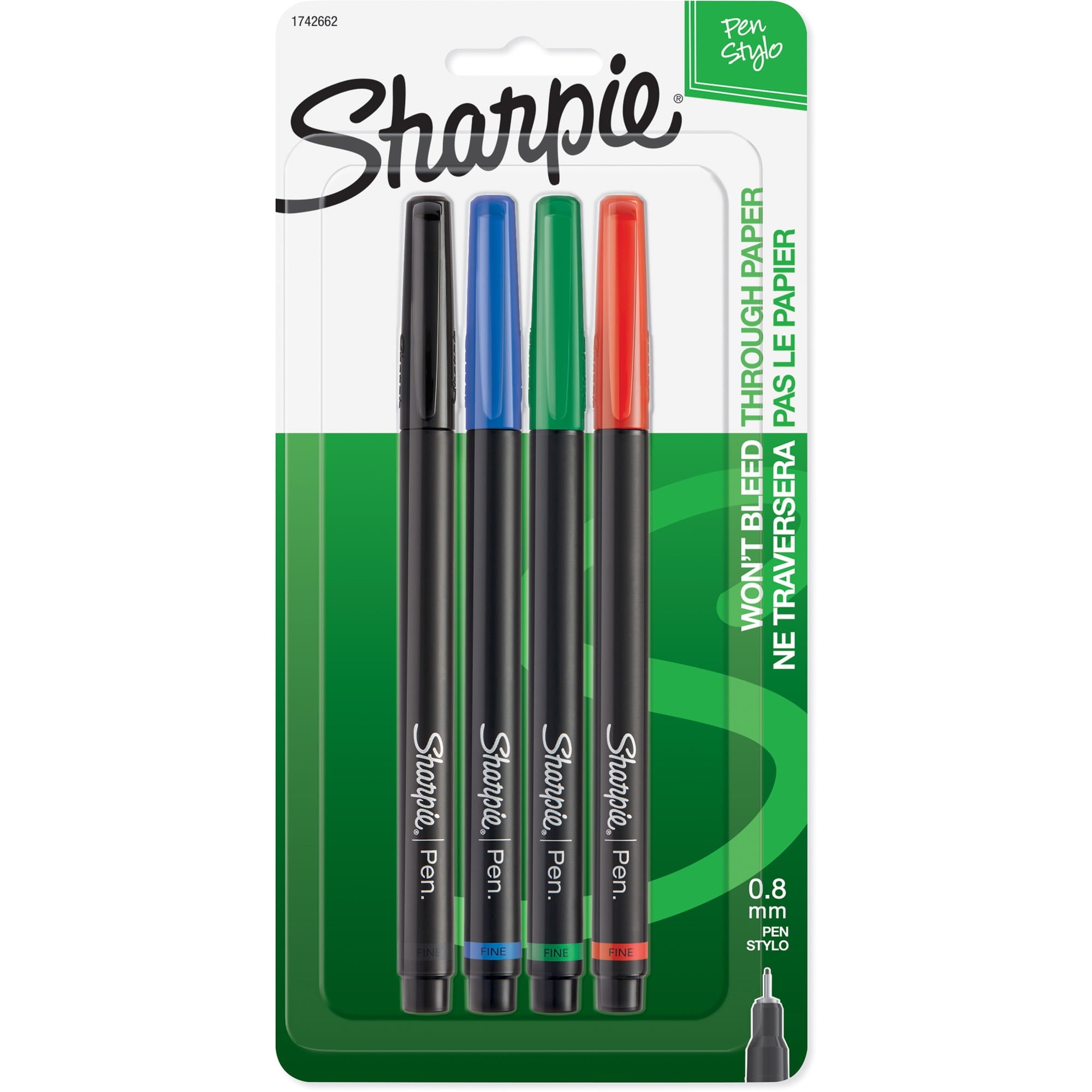 Sharpie Fine Point Permanent Ink Pens Assorted Colors 4 Count