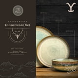 Yellowstone Kayce 12-Piece Reactive Ceramic Dinnerware Set - Walmart.com