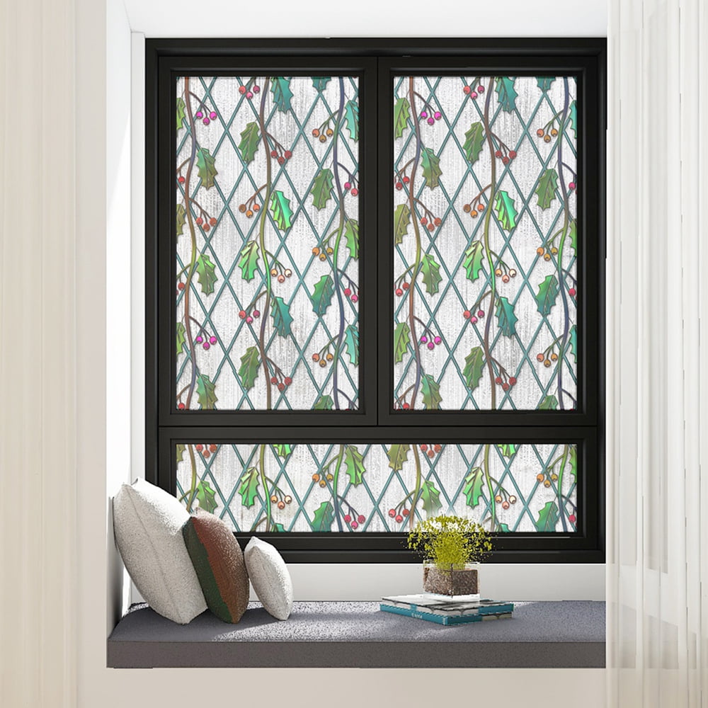 Hotiary PVC Window Privacy Film,3D Stained Glass Window Sticker,Static ...