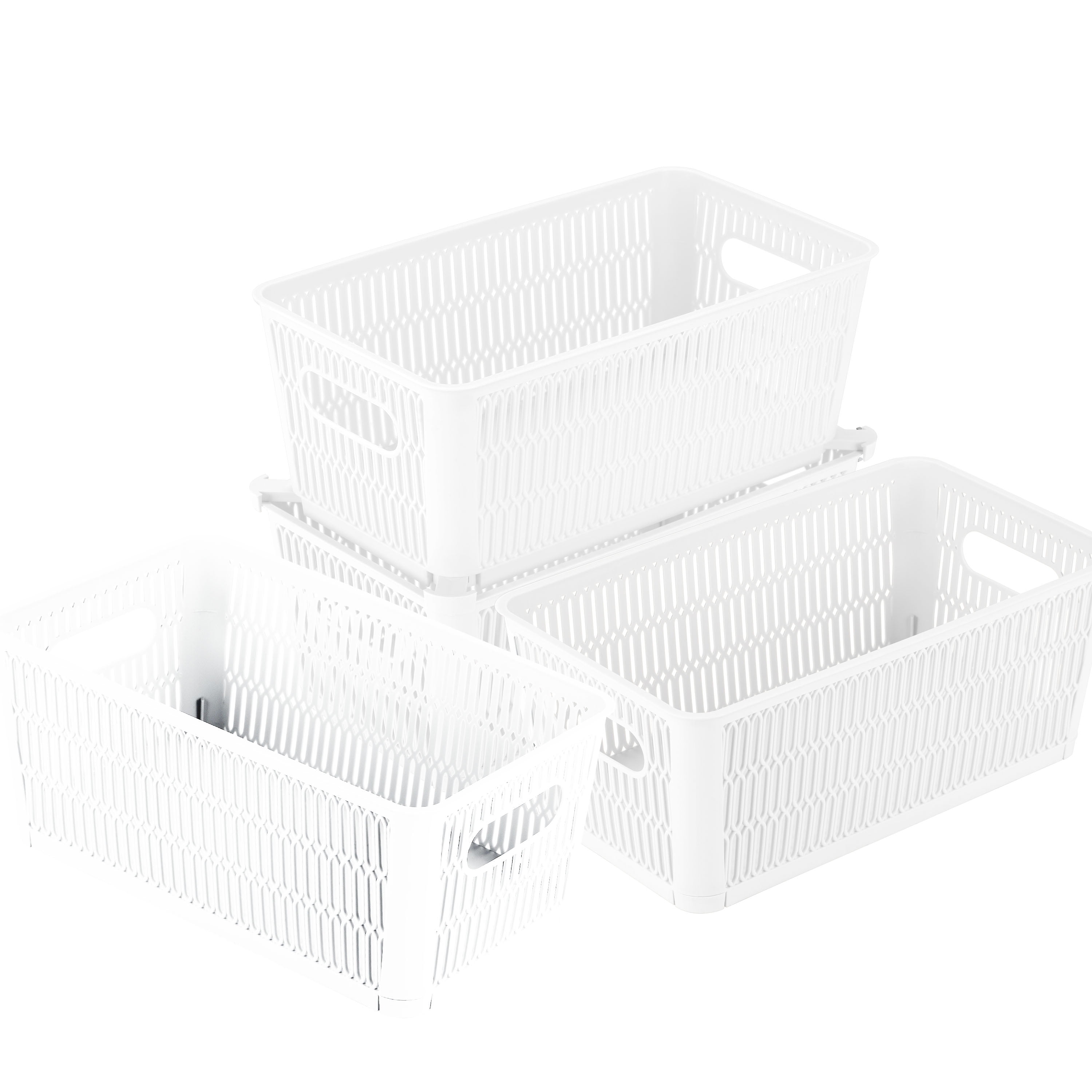Simplify 4 Pack Slide 2 Stack It Small Plastic Storage Tote Baskets in ...