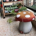13.4 in. Orange Resin Oversized Mushroom Outdoor Statue Stool Garden ...