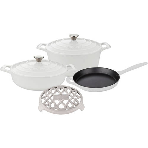 La Cuisine Pro 6 Piece Enameled Cast Iron Cookware Set, Round Casserole ...