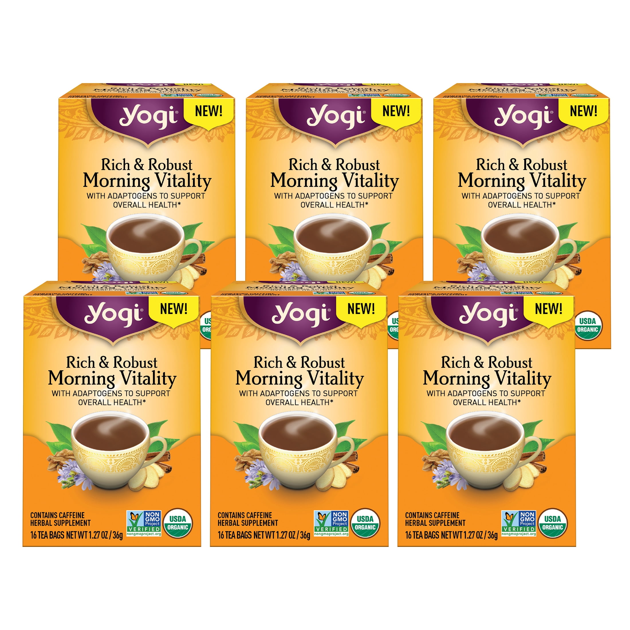 Yogi Tea Rich & Robust Morning Vitality, Puerh Tea, Wellness Tea Bags ...