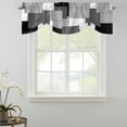 Abstract Art Tie Up Valances Curtain, White Black Gray Splice ...