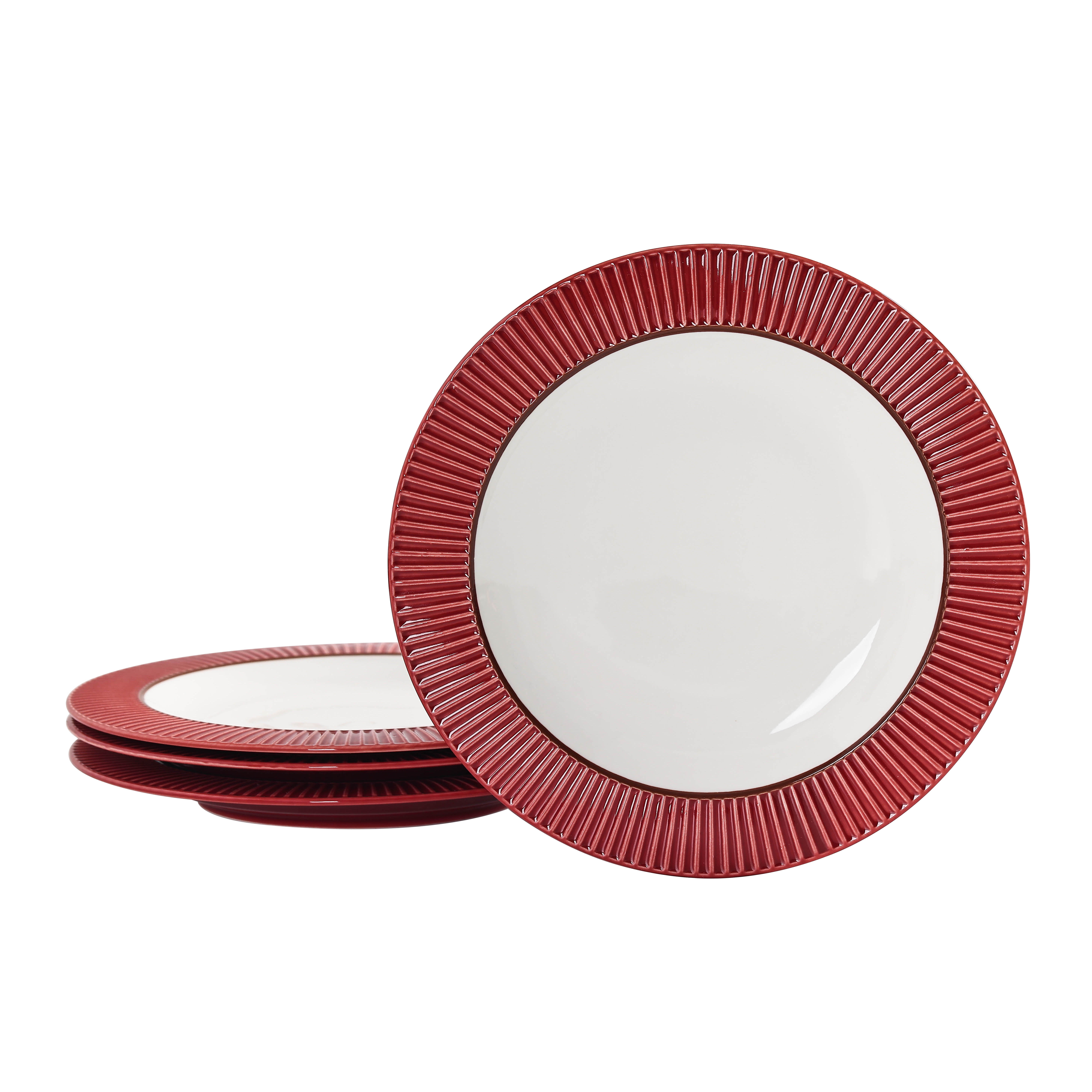 Bico Helios Red Salad Plates, 8.45 inch, Set of 4, for Salad, Appetizer ...