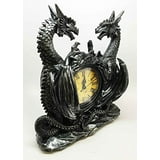 GOTHIC DOUBLE DRAGON TABLE CLOCK BATTERY OPERATED RESIN DESKTOP ACCESSORY OFFICE - Walmart.com