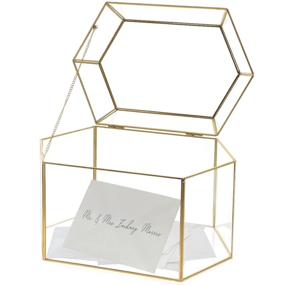 OnDisplay Luxe Gold Frame Glass Wedding Card Box w/Lid - Walmart.com