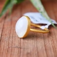 ELANZAA JEWELS- Moonstone Ring Adjustable Gold Plated Band - 925 ...