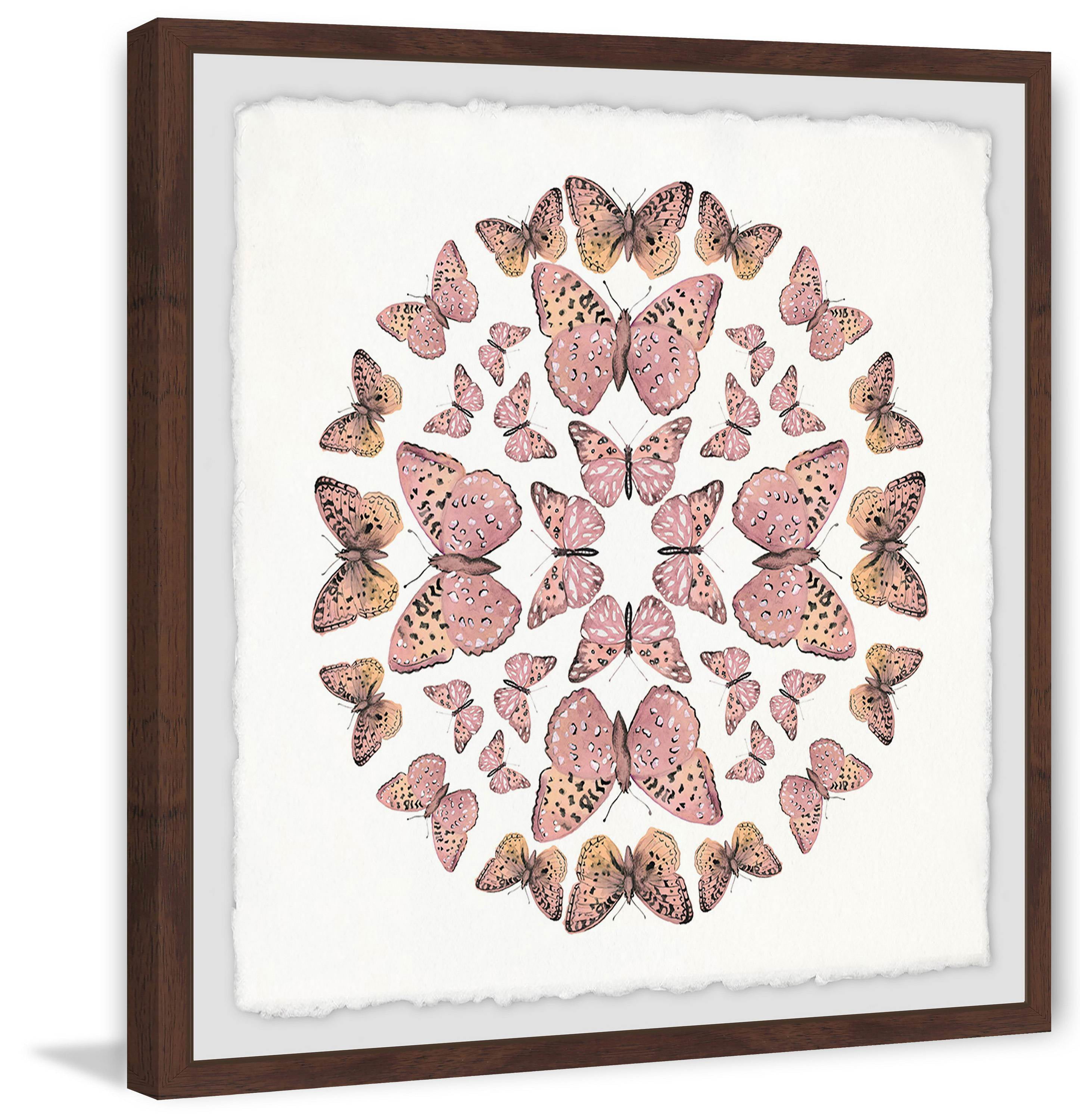 Pink Butterfly Circles Framed Painting Print - Walmart.com