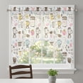 Coffee Sheer Curtains Swag Valances for Windows Cartoon Modern Hand ...
