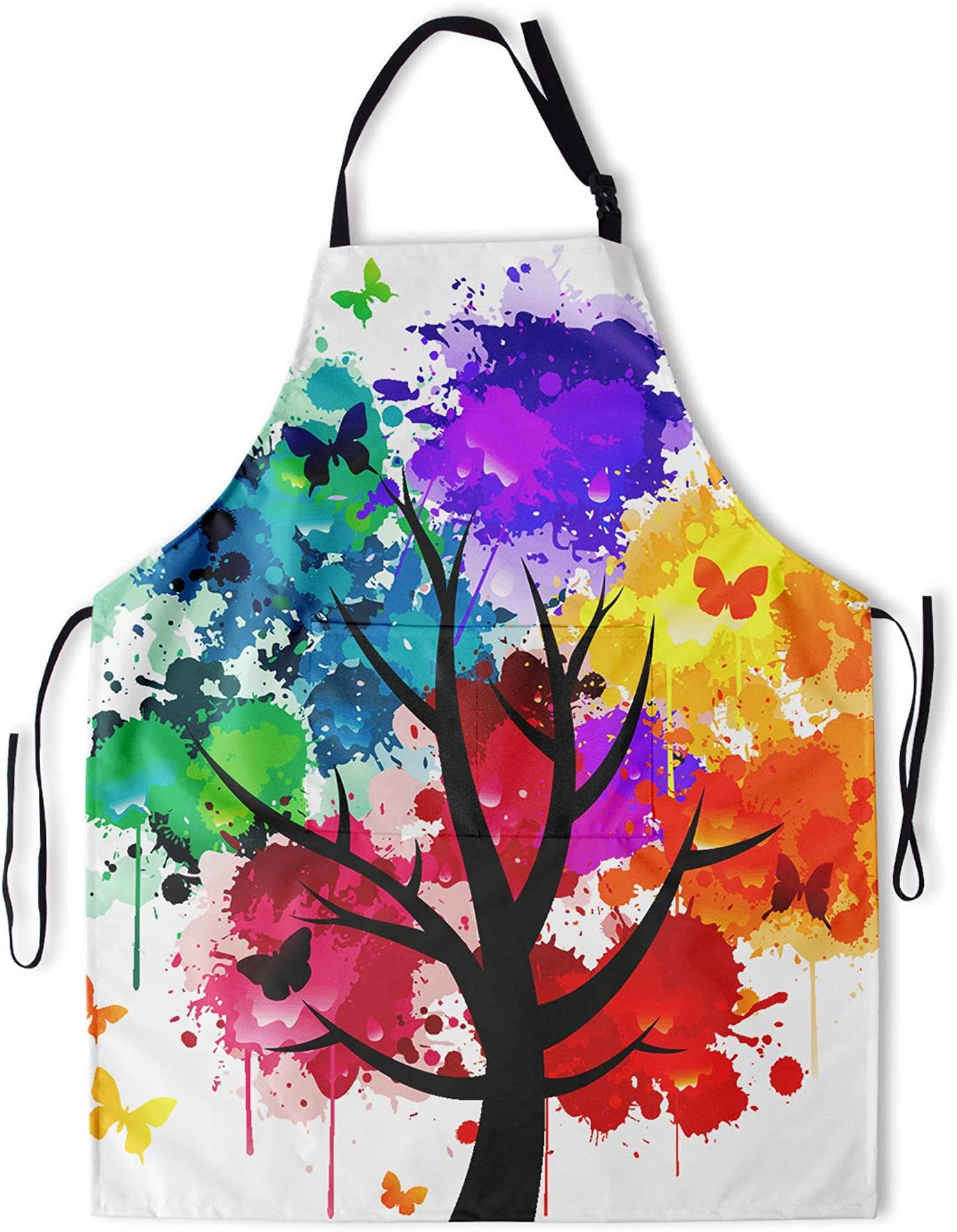 Colorful Artist Apron with 2 Pockets Art Tree Butterfly Aprons Smocks ...