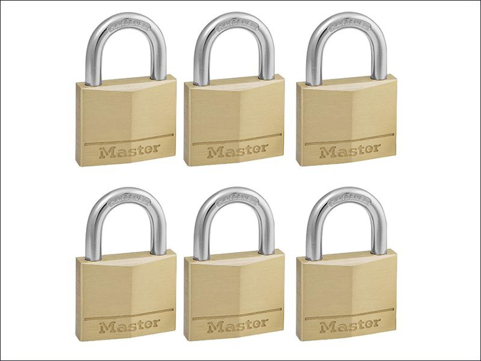 Master Lock - Solid Brass 40mm Padlock 4-Pin - Keyed Alike x 6 ...