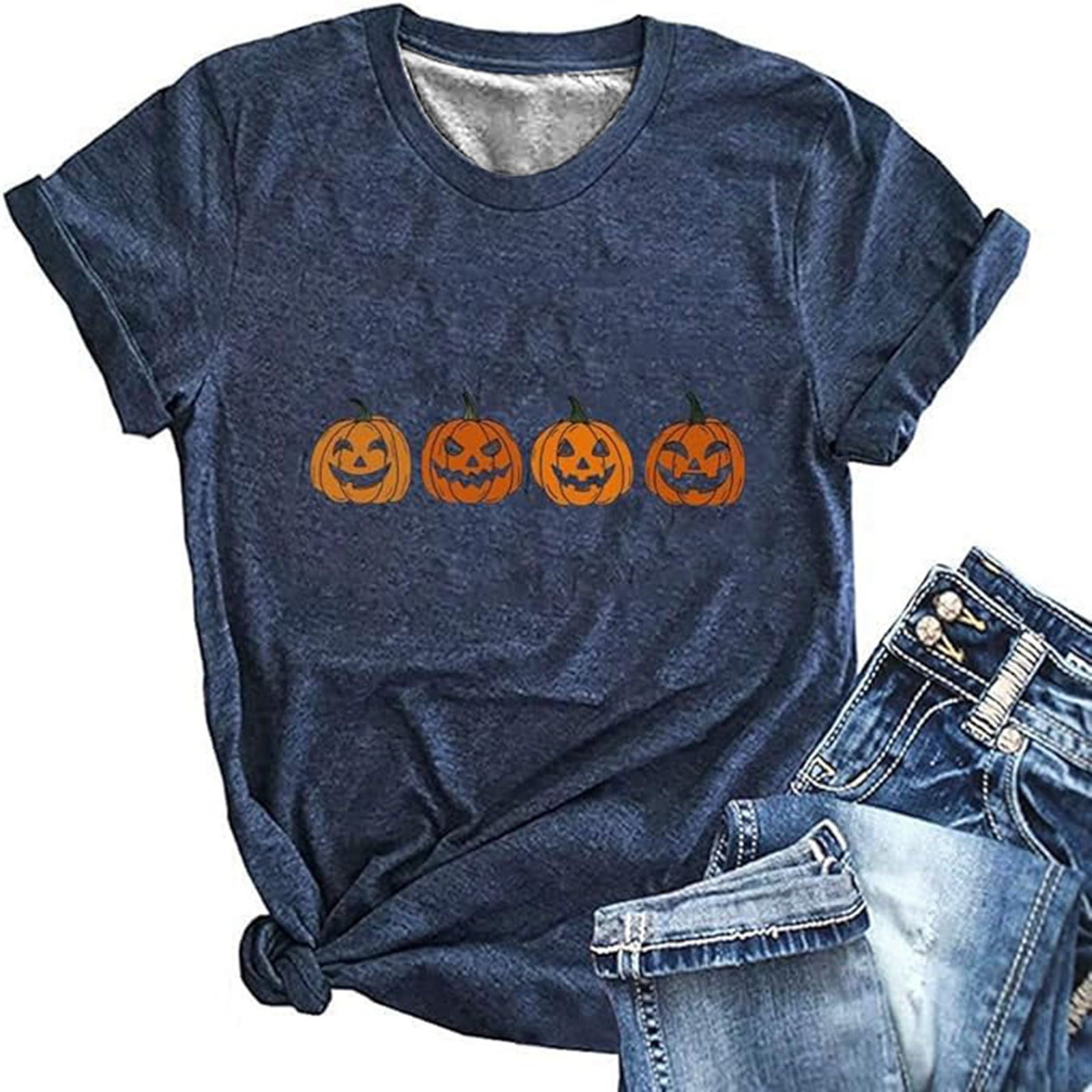 Click here for Linyuppp Womens Halloween Graphic Casual Short Sle... prices
