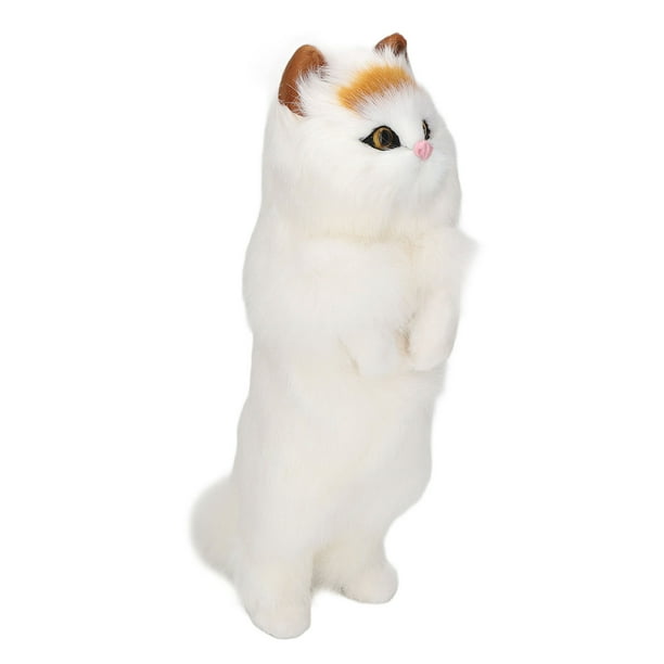 Plush Cat Model,Furry Cat Figurine Realistic Furry Cat Figurine Fluffy ...