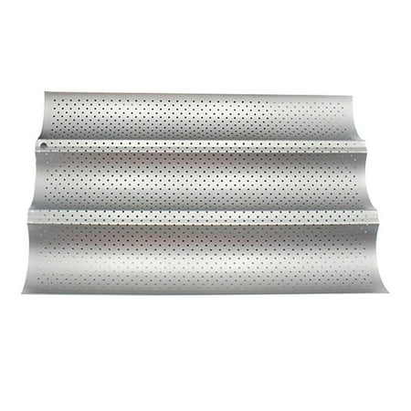 Jinveno Non-Stick Perforated French Bread Pan Wave Baguette Mold Baking ...