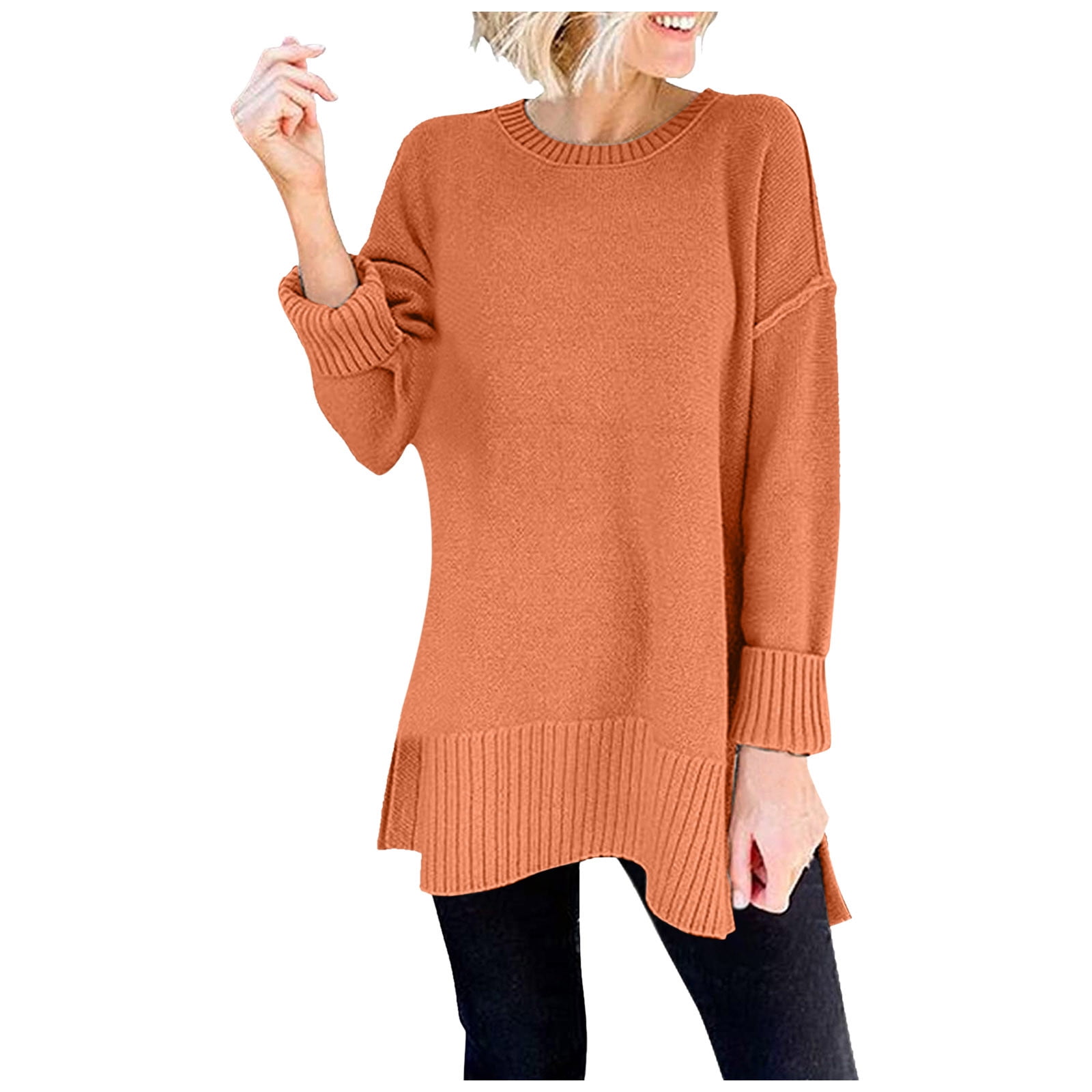 Labakihah Sweaters For Women Womens Crewneck Sweater Long Sleeve Side
