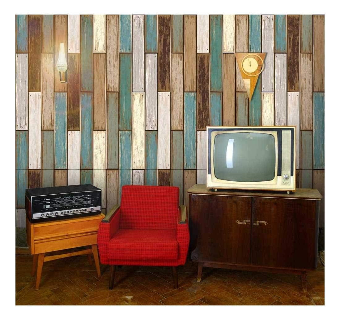 wall26 - Vertical Retro Rich Earthy Colored Wood Textured Paneling ...