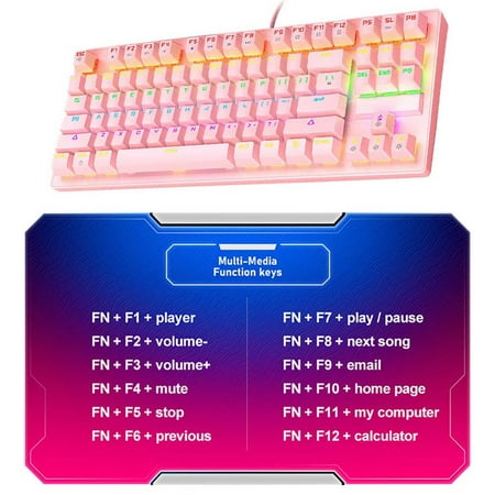 Punk Mechanical Keyboard 87-Key USB Wired Keyboard backlight Keyboard ...
