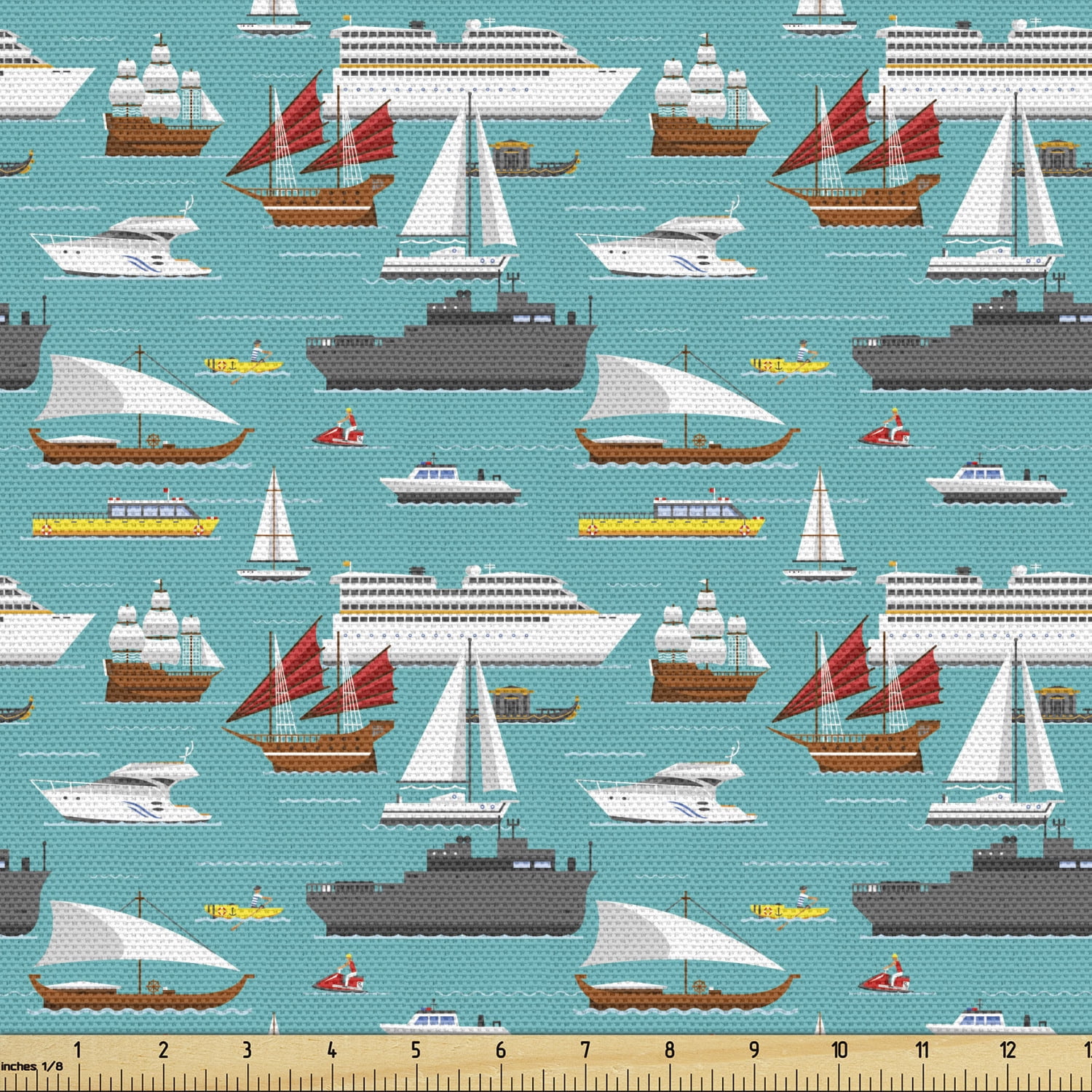 Nautical Fabric by the Yard, Demonstration of Sea Transport Items ...