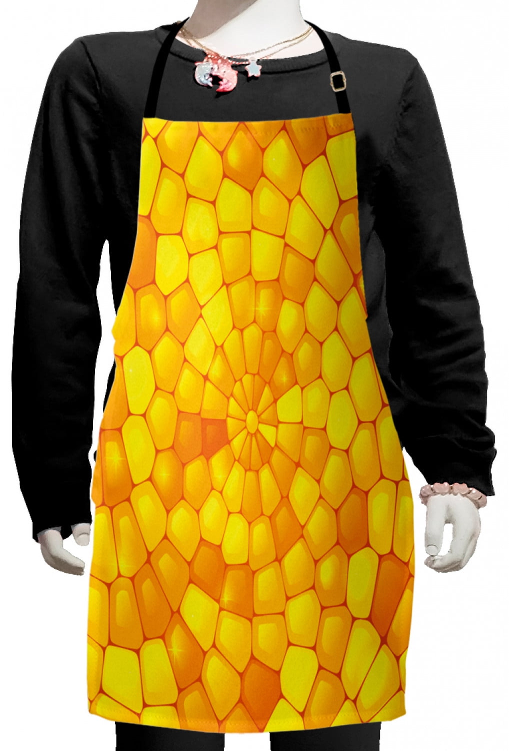 Yellow Kids Apron, Abstract Corn Pattern with Vivid Colored Design ...