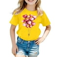 XAOFW Girl's T-Shirts Heart Balloon Print Round Neck Short Sleeved T ...