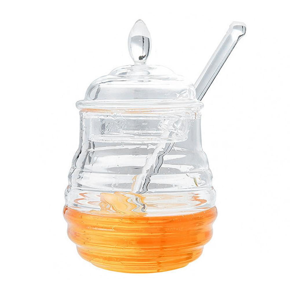 WALFRONT 245ml Transparent Beehive-shaped Honey Jar with Dripper Stick ...