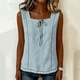 Byworldtasic Women's Square Neck Cotton Sleeveless Blouse Tie Knot ...