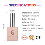 Shescolor Nail Polish Kit,Quick Dry,Long Lasting,Black,White,Pink,0 ...
