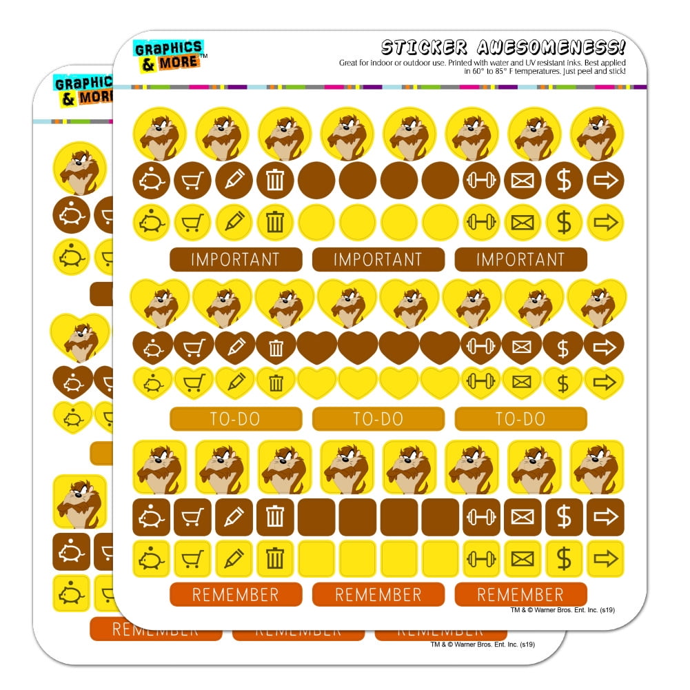 Looney Tunes Taz Planner Calendar Scrapbooking Crafting Sticker Set ...
