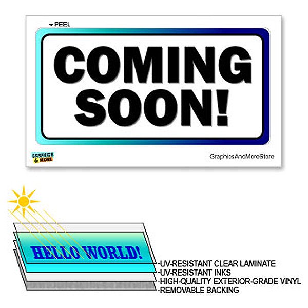 Coming Soon - 12 in x 6 in - Laminated Sign Window Business Sticker ...