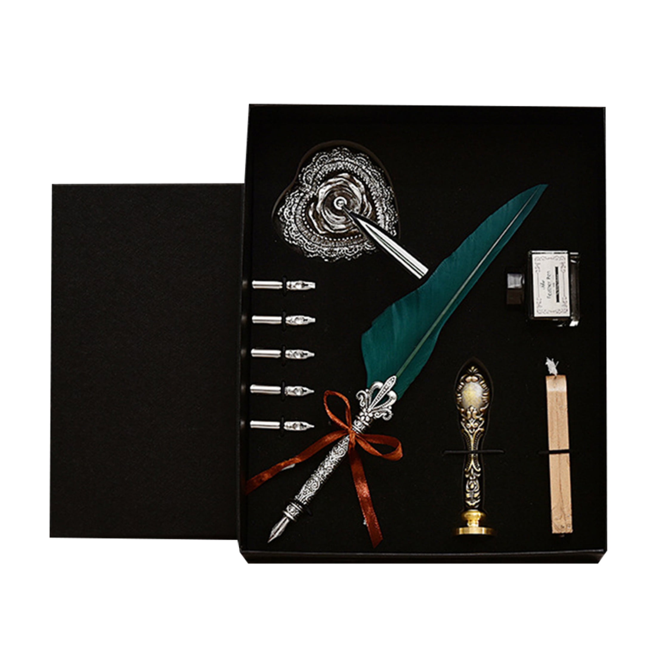 EUBUY Quill Pen Writing Feather Pen Dip Calligraphy Pen Set with Heart ...