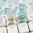 1PC Translucent Epoxy Keycap Flower Design Elegant For Mechanical ...