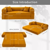 Large Size Yellow Light luxury sit/lie convertible compression sofa bed ...