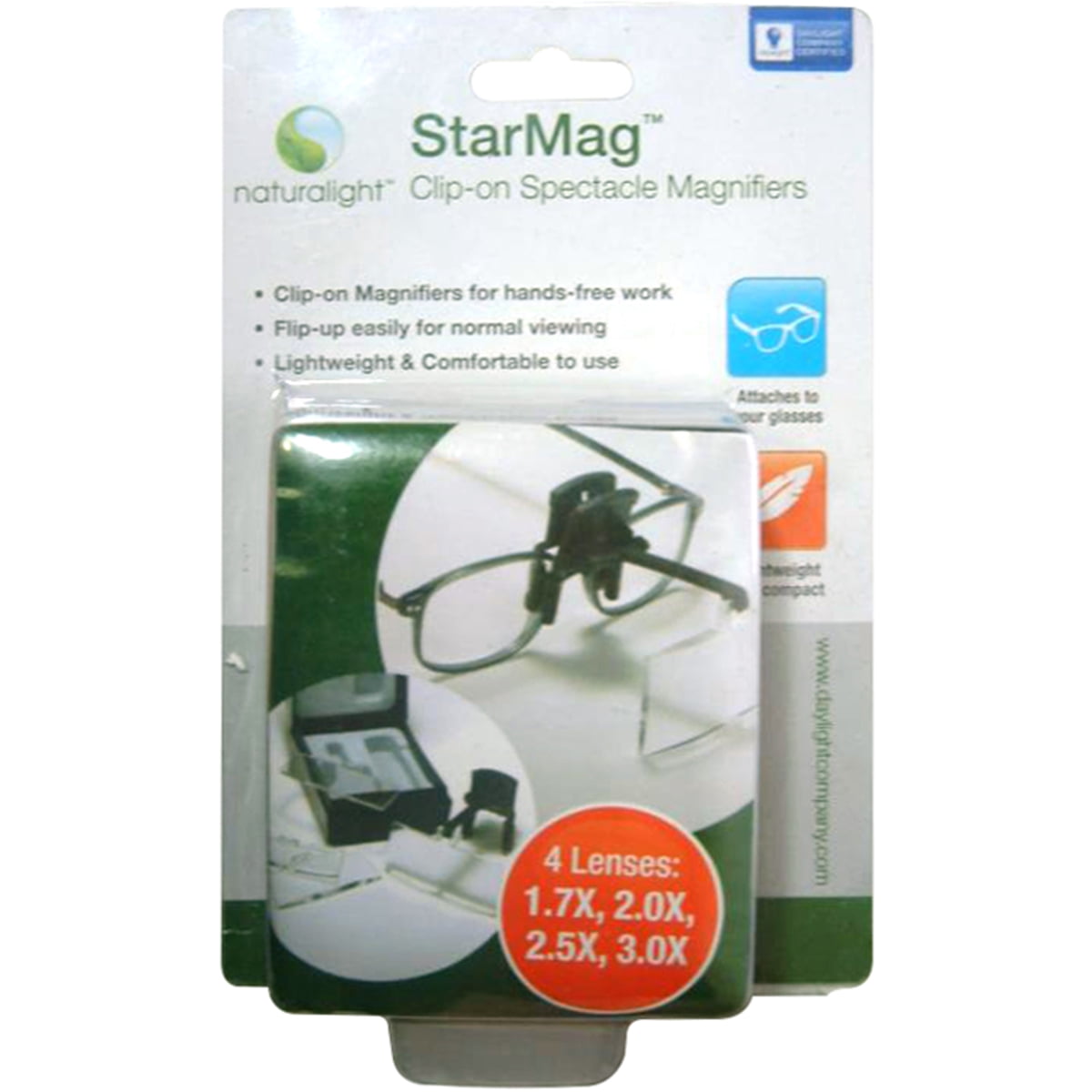 Naturalight StarMag Clip-On Spectacle Magnifier, Black - Walmart.com