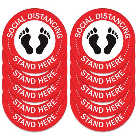 Social Distance Floor Sign,10pcs,7" Social Distancing Safety Floor Sign ...