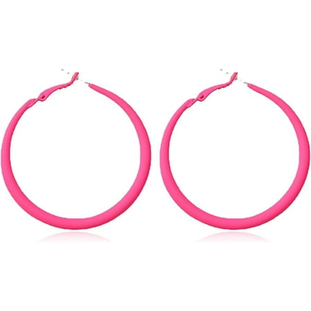 Hot Pink Hoop Earrings for Women Boho Classic Retro Big Hoop Earrings ...