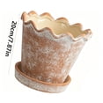 TOUMENY Wave Ceramic Pot Indoor Outdoor, Scalloped Wavy Rim Terracotta ...