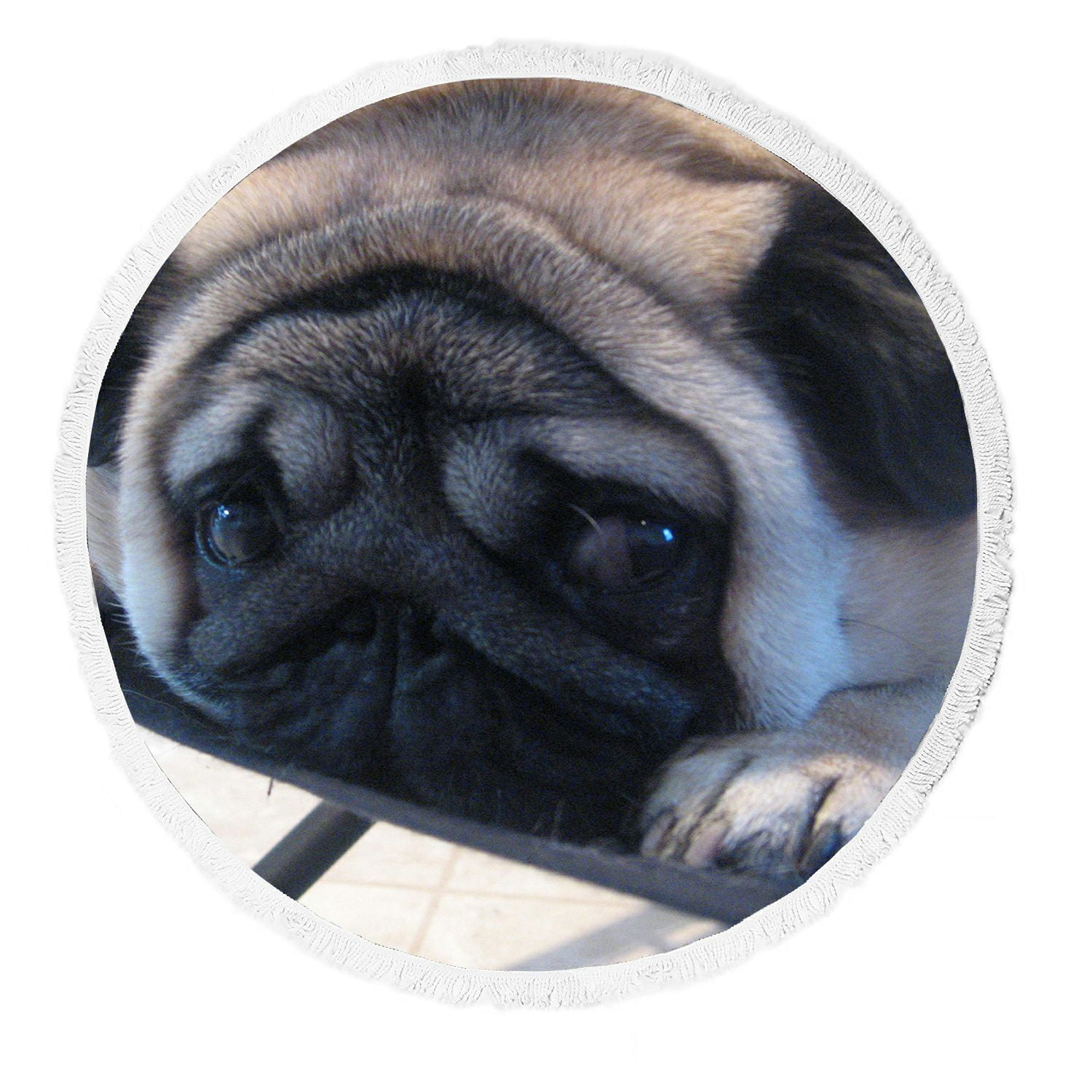 ZKGK Pug Puppy Round Beach Towel Beach Mats Beach Shawl Beach Blanket ...