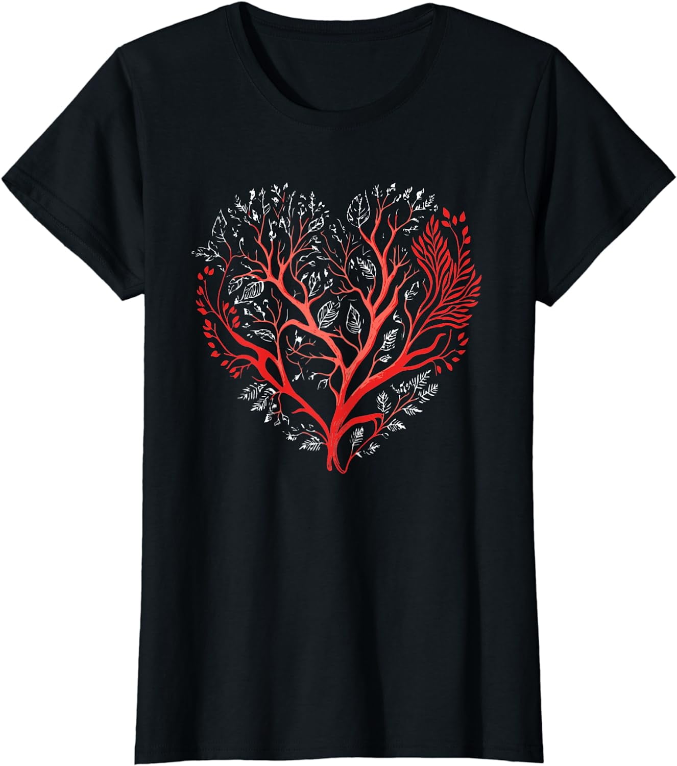 Artistic Heart Leaves Limbs & Trees Design for Nature Lovers T-Shirt ...