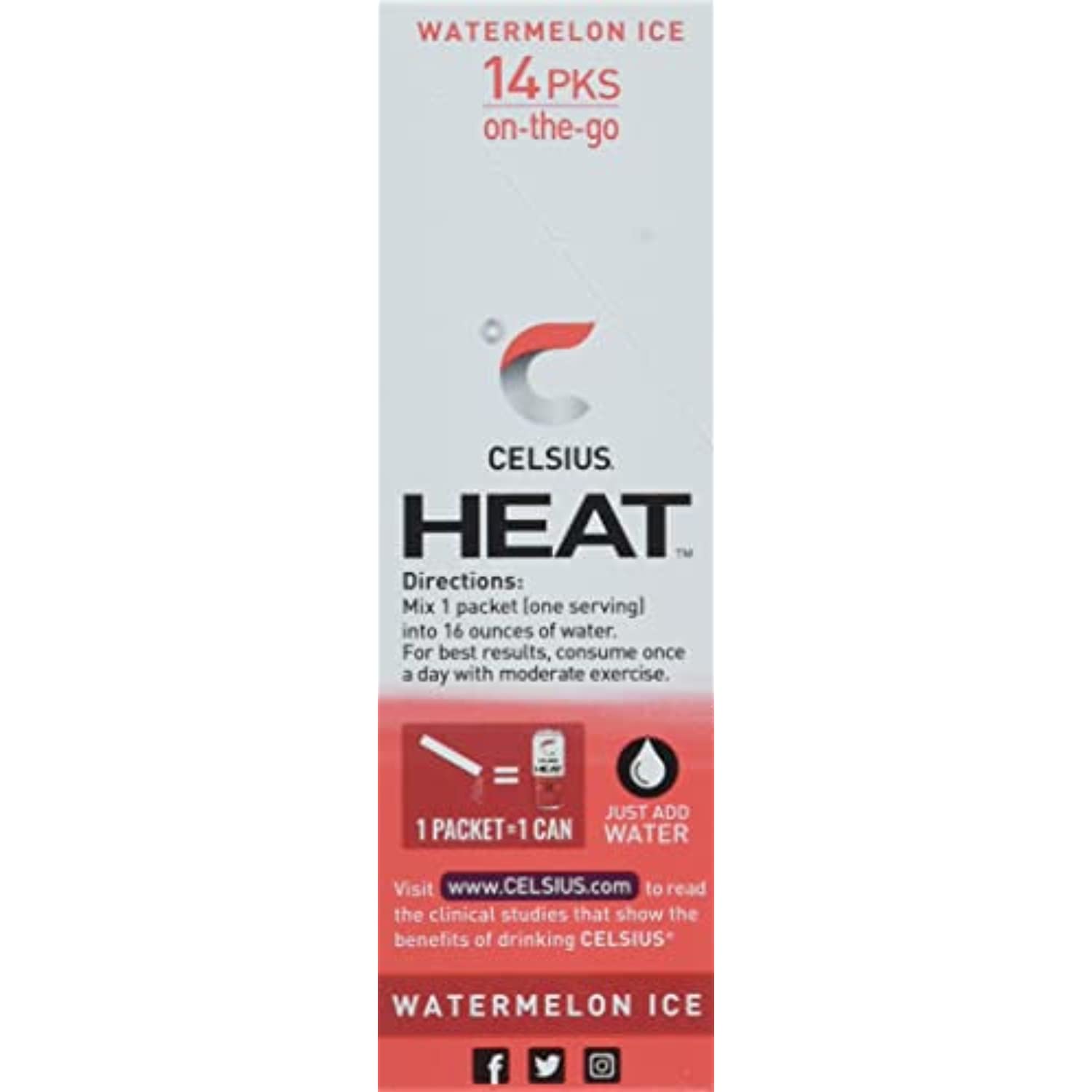 Buy Celsius Heat On-The-Go Performance Energy Powder Sticks, Watermelon ...