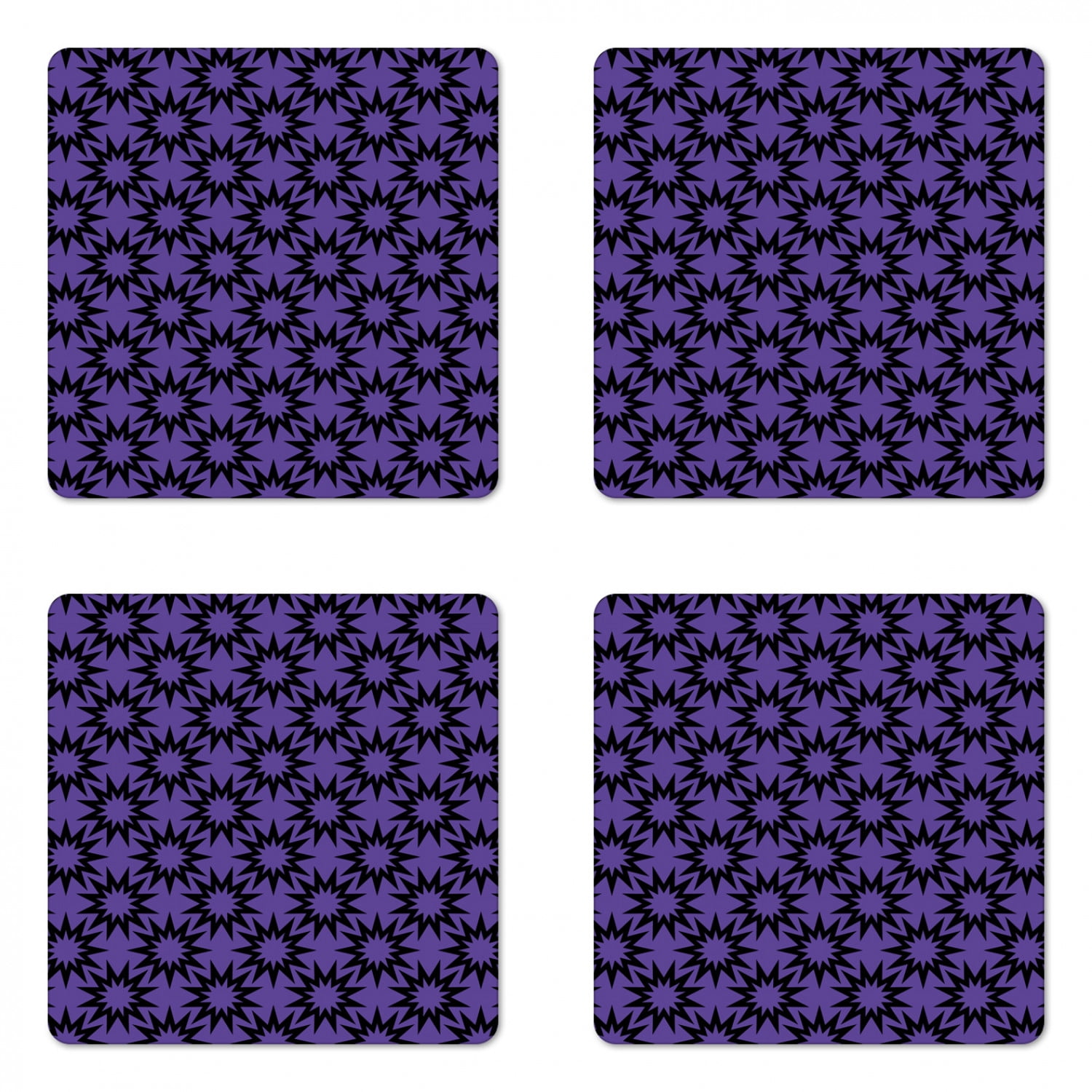 Geometric Coaster Set of 4, Monochromatic Pattern of Continuous Sun ...