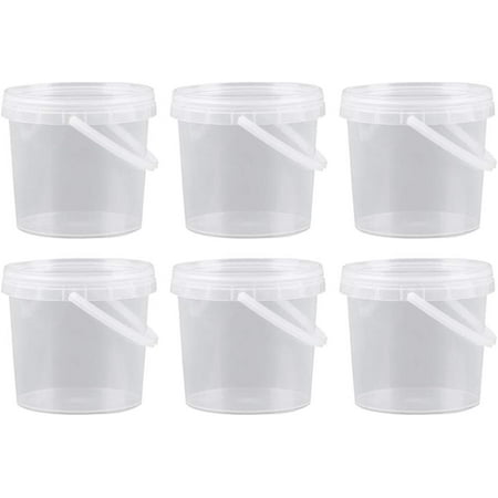 Containers with Lids and Handles Plastic Hand Bucket Transparent Mini ...