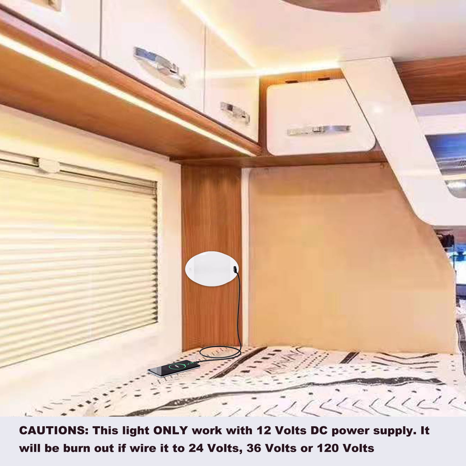 Buy Facon 12V LED Ceiling Dome Light with USB Charger, High Speed ...